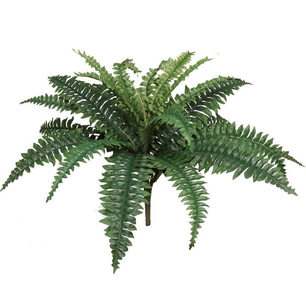 Larksilk 20 in. Green Artificial Boston Fern Plant w/ 25 Silk Fronds ...