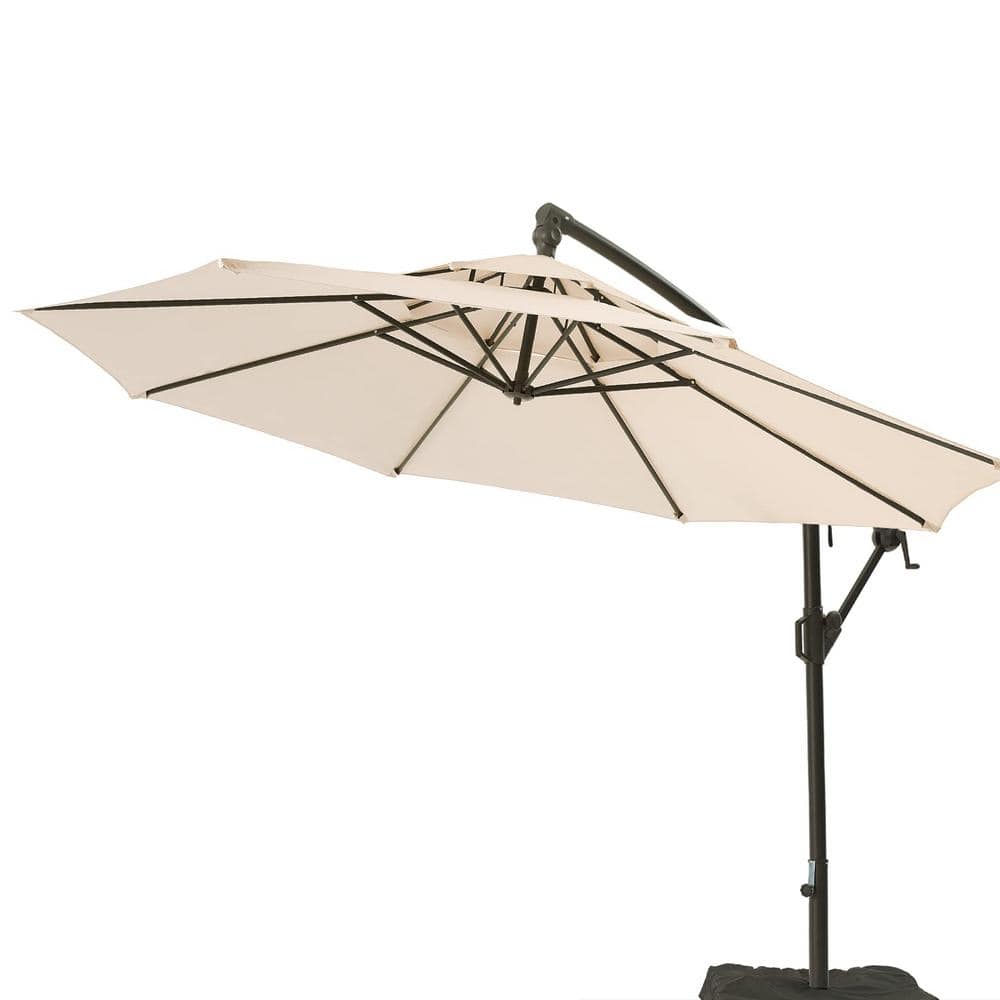 PASAMIC 10 ft. Double Tiers Aluminum Patio Offset Umbrella Outdoor ...