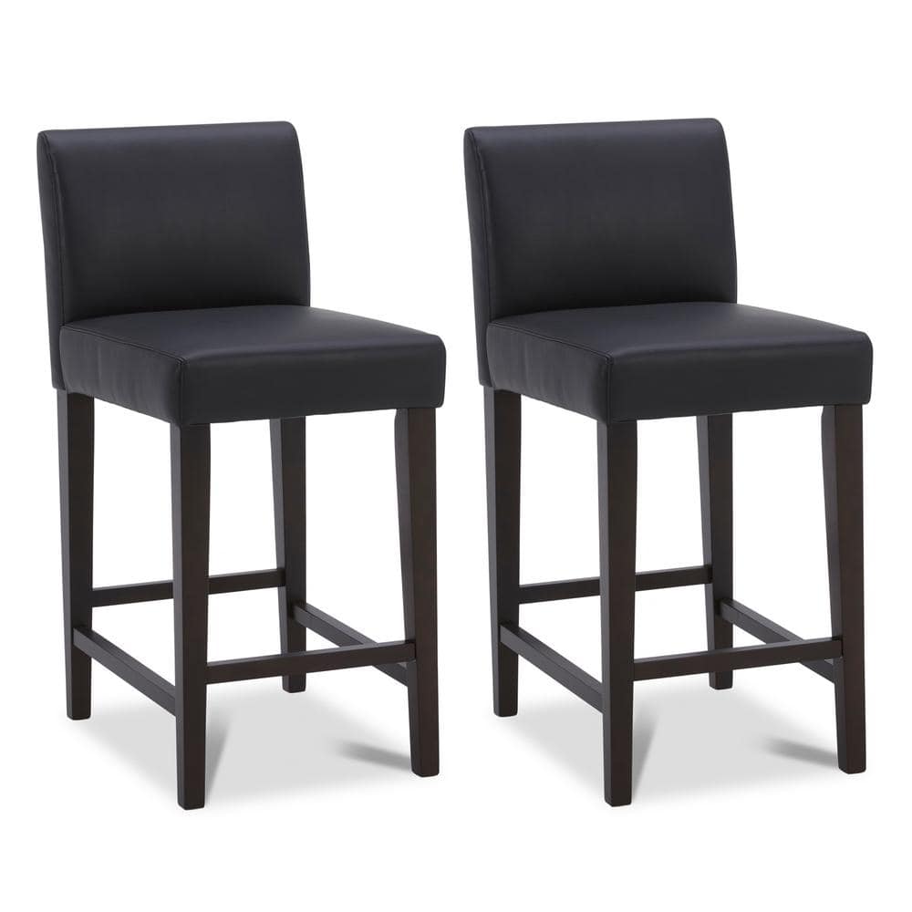 Spruce & Spring Pallas 24 in. Black High Back Wood Counter Stool with ...
