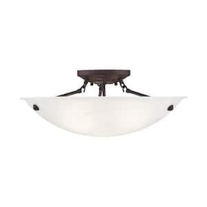 AVIANCE LIGHTING Oasis 12 in. 3-Light Bronze Semi Flush Mount with ...