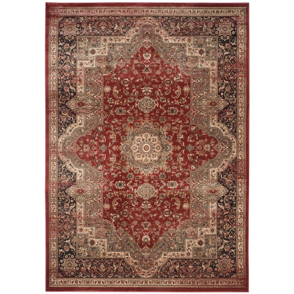 SAFAVIEH Vintage Rust/Black 9 ft. x 12 ft. Border Area Rug VTG574G-9 ...