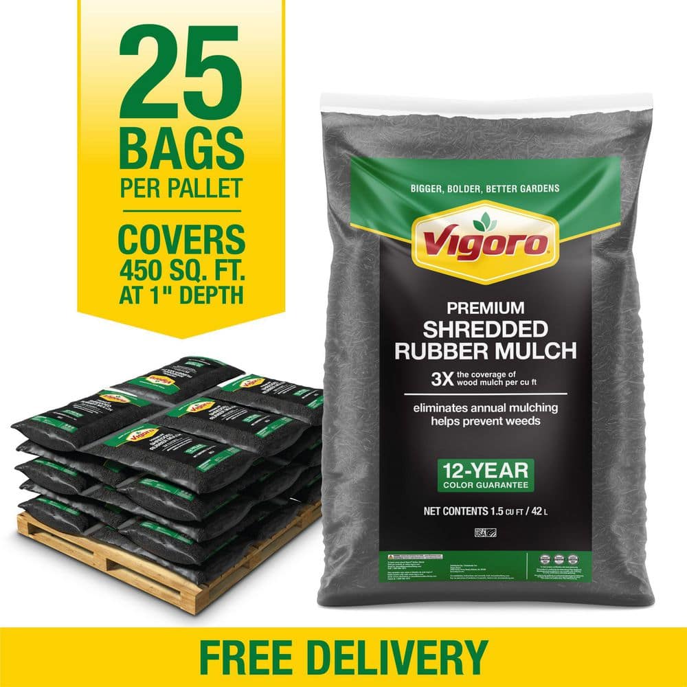 Vigoro 37.5 cu. ft. Black Shredded Rubber Mulch (25-Bags) RM15BK25 ...