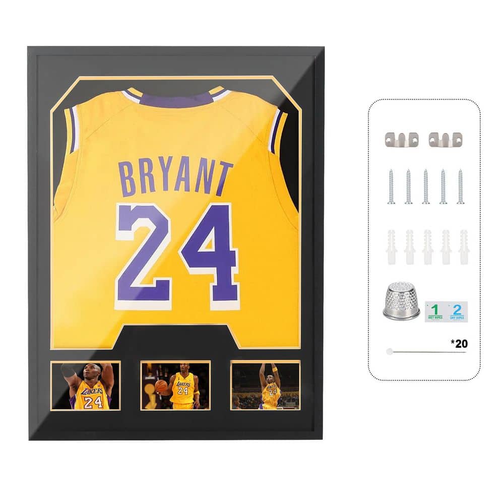 MUKE Black 31.5 in x 23.6 in Wood Shadow Box Display Case, Jersey Frame ...