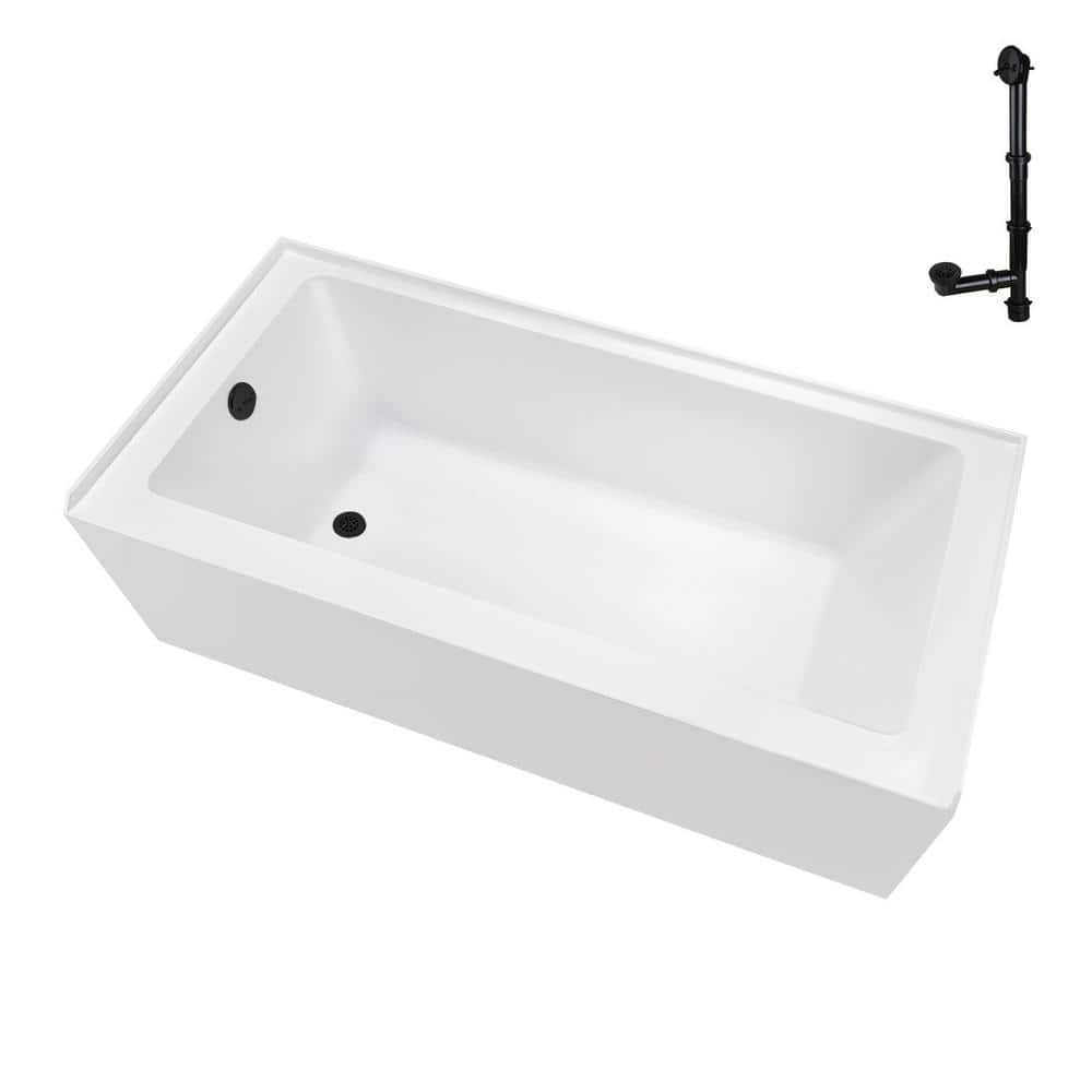 Streamline 66 in. x 32 in. Soaking Acrylic Alcove Bathtub with Left ...