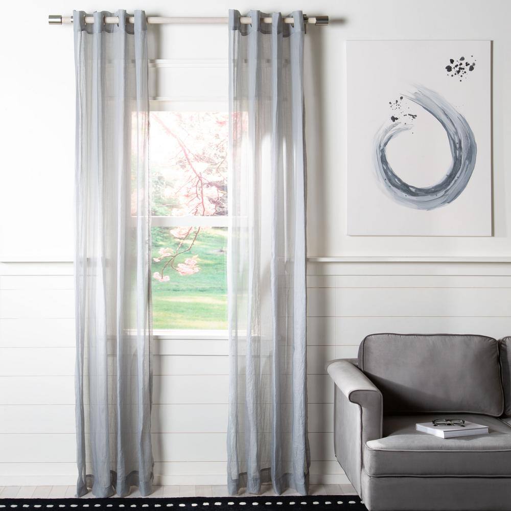 SAFAVIEH Gray Solid Grommet Sheer Curtain - 52 in. W x 96 in. L ...