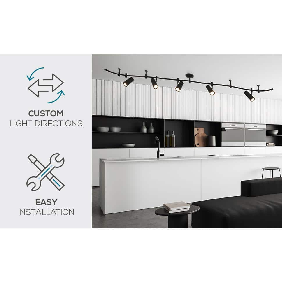Flex 8 ft. Matte Black Integrated LED Ceiling Mounted Hardwired Track ...