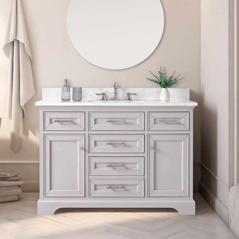 SUDIO Thompson 48 in. W x 22 in. D Bath Vanity in Taupe with Engineered ...