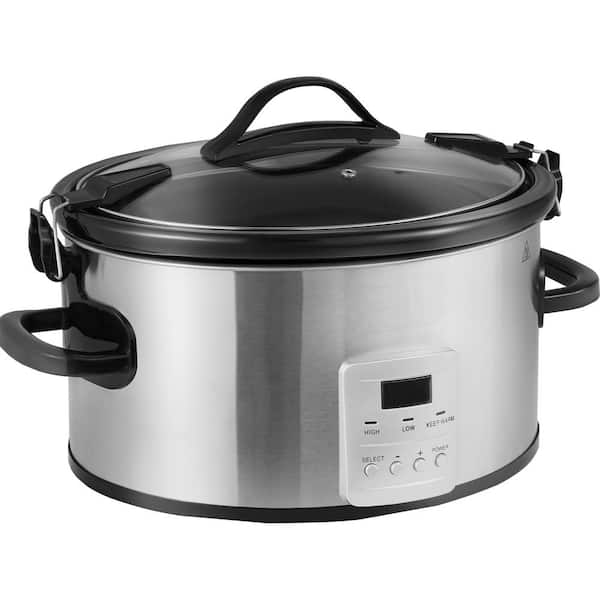 SVOPES 7 qt. Electric Slow Cooker, 280 Watt Digital Pot with 3-Heat ...