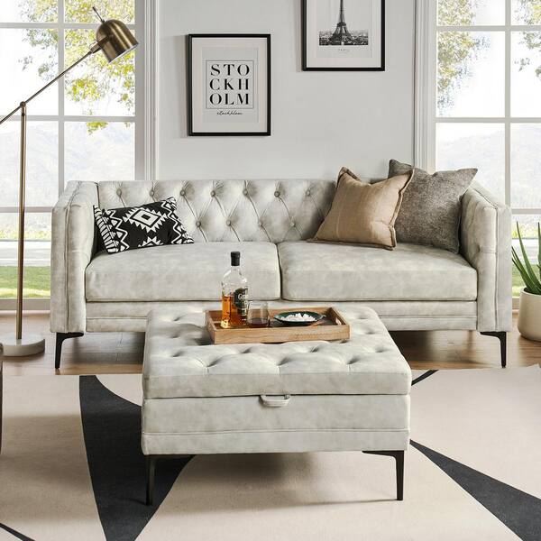 JAYDEN CREATION Eridu 2-Piece Beige Upholstered Polyester Button-Tufted ...