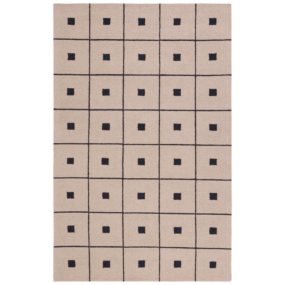 SAFAVIEH Martha Stewart Beige/Black 5 ft. x 8 ft. Geometric Squares ...