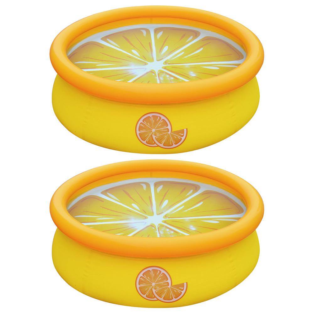 JLeisure 5 ft. Round 16.5 in. D 3D Orange Inflatable Kiddie Pool Set (2 ...