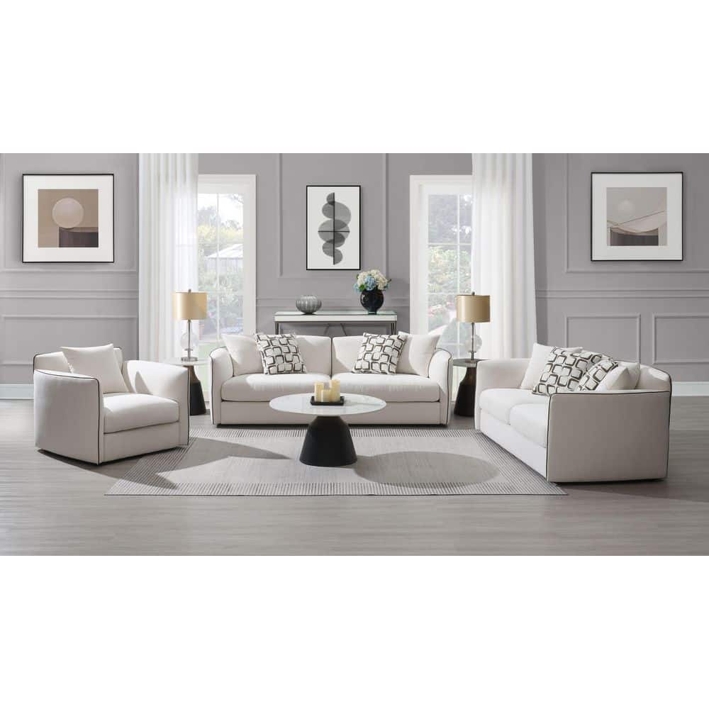 Acme Furniture Yolanda 39 in. Round Arm Fabric Rectangle Sofa w/4 ...