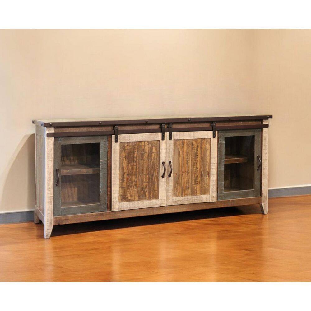 HomeRoots Brown TV Stand Fits TV's up to 78 in. with Shelves;Cabinet ...