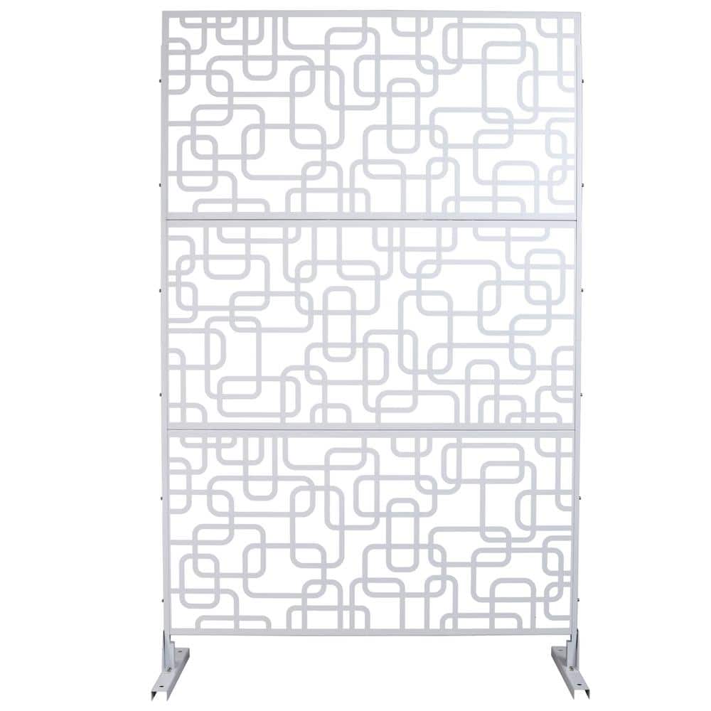 Zeus & Ruta 6.3 ft. H x 4 ft. W White Metal Privacy Screen Freestanding ...