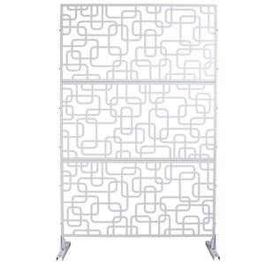 Zeus & Ruta 76" H x 48" W White Metal Outdoor Privacy Screen ...