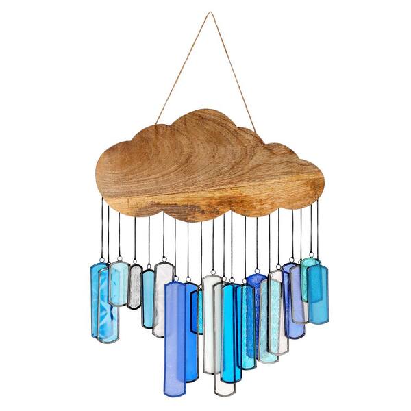 River of Goods Wooden Cloud Blue Colored Glass Window Panel 21340 - The ...
