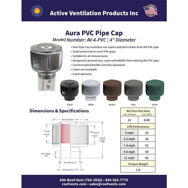 Buy 4 in. Dia Aura PVC Vent Cap Exhaust with Adapter for Schedule 40 or ...