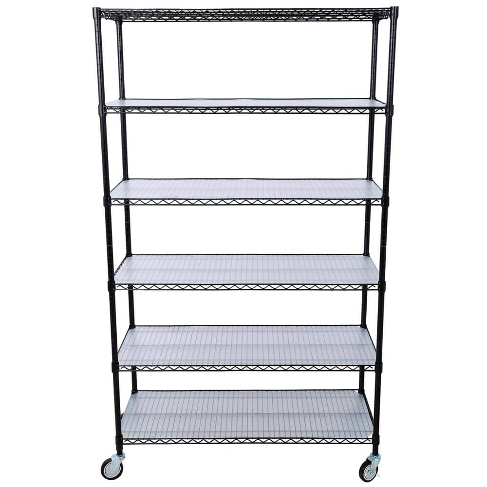 Siavonce 6 Tier 6000lbs Capacity NSF Black Metal Shelf Wire Shelving ...