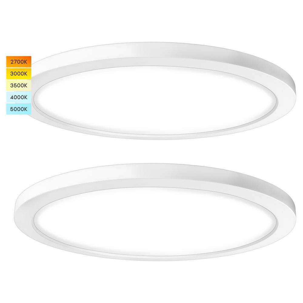 LUXRITE 12 in. 22-Watt 5 Color Selectable LED Flush Mount Dimmable ...