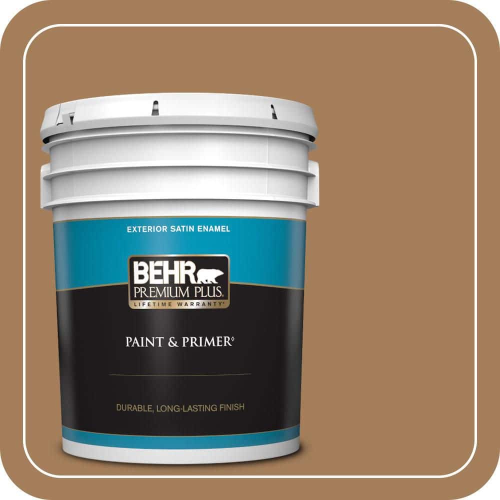 BEHR PREMIUM PLUS 5 gal. #270F-6 Fudge Truffle Satin Enamel Exterior ...