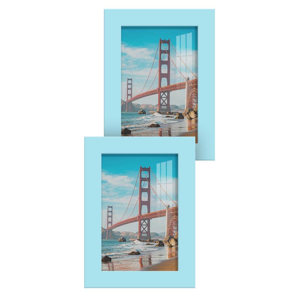 Wexford Home Modern 5 in. x 7 in. Light Blue Picture Frame (Set of 2 ...