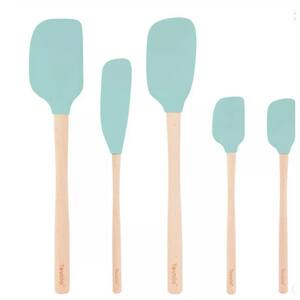 OVENTE Green Non-Stick Silicone Spatula Set with Heat Resistant and ...