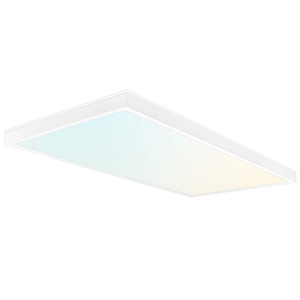 LUXRITE 1 x 2 ft. LED Slim Surface Panel Recessed Light 5CCT 2700K ...
