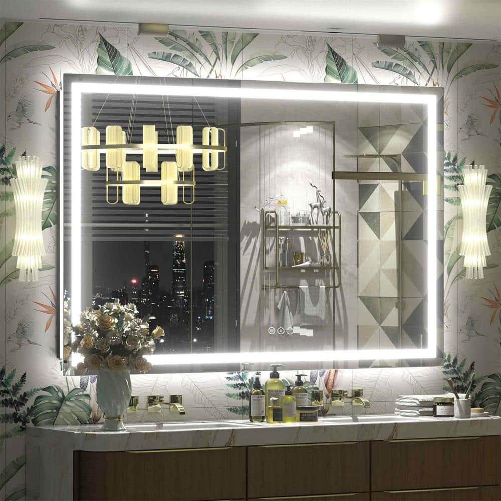 Apmir 55 in. W x 36 in. H Rectangular Frameless Front & Back LED ...