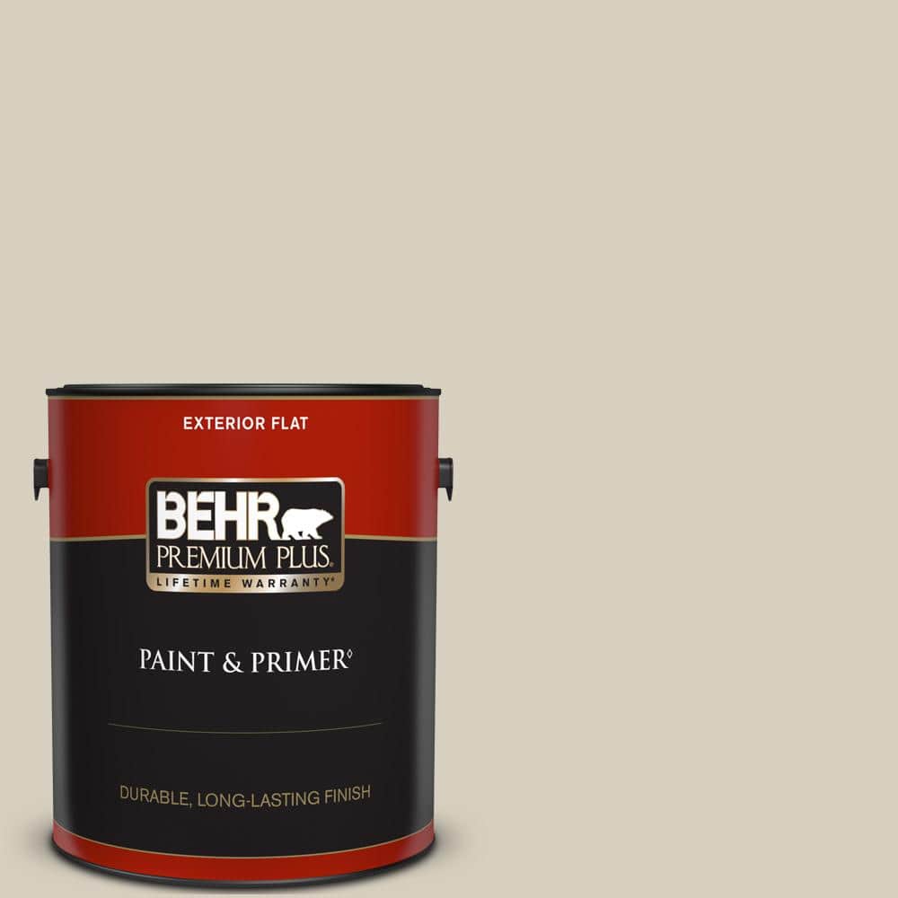 BEHR PREMIUM PLUS 1 gal. #PPU7-09 Aged Beige Flat Exterior Paint ...