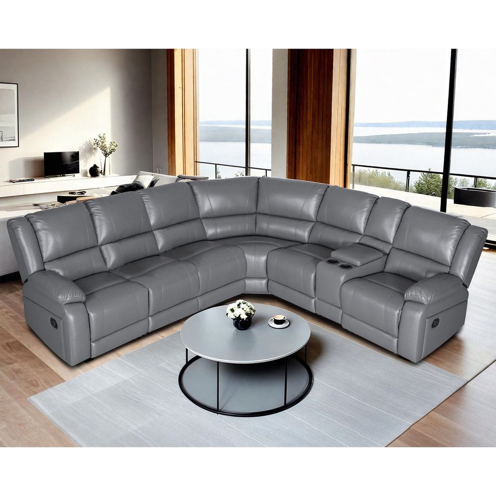 Reviews for Ellesophas 131 in. 7 Pieces Modular Modern Faux Leather ...