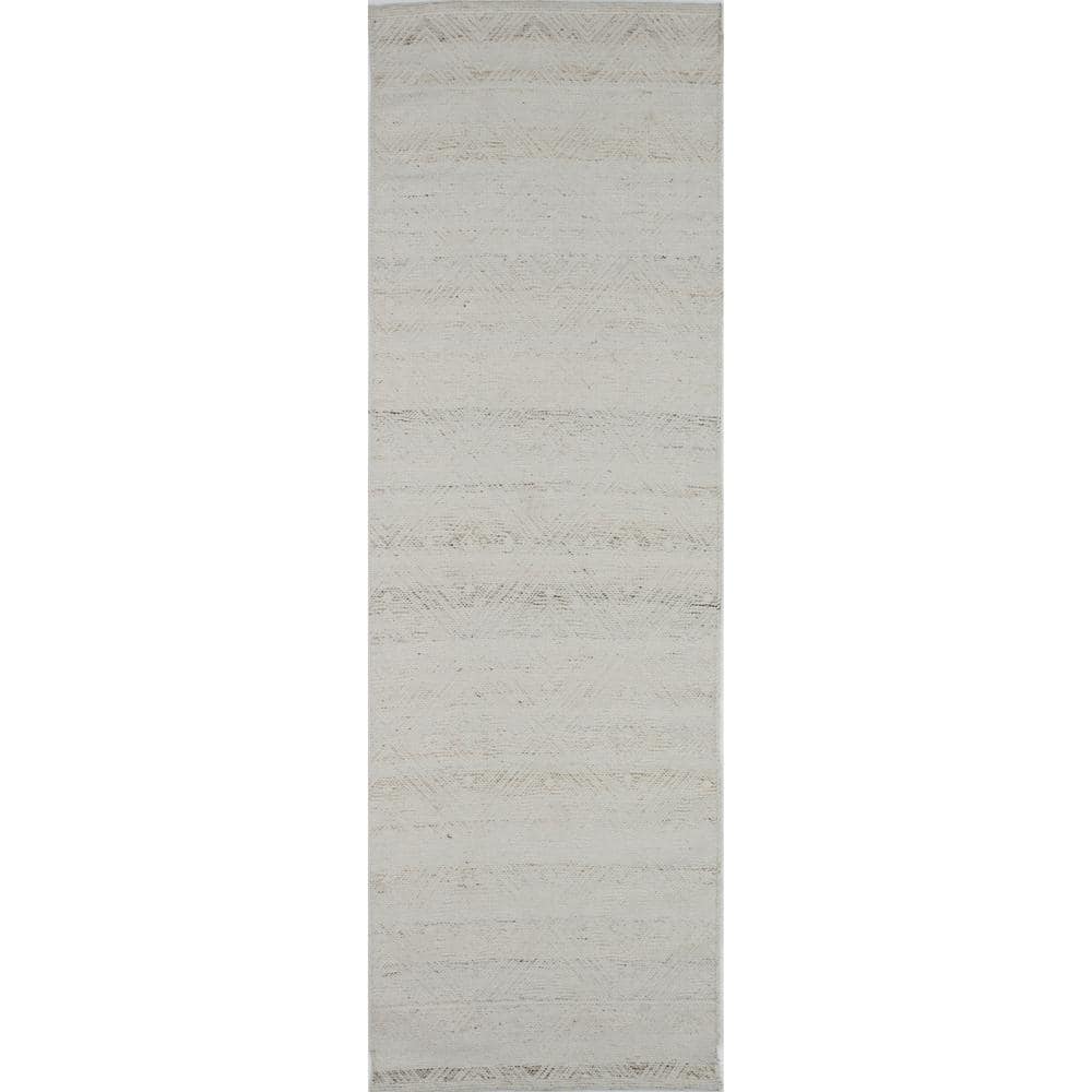 NUSTORY Ivory 2 ft. x 8 ft. Rectangle Solid Color Polyester Area Rug ...