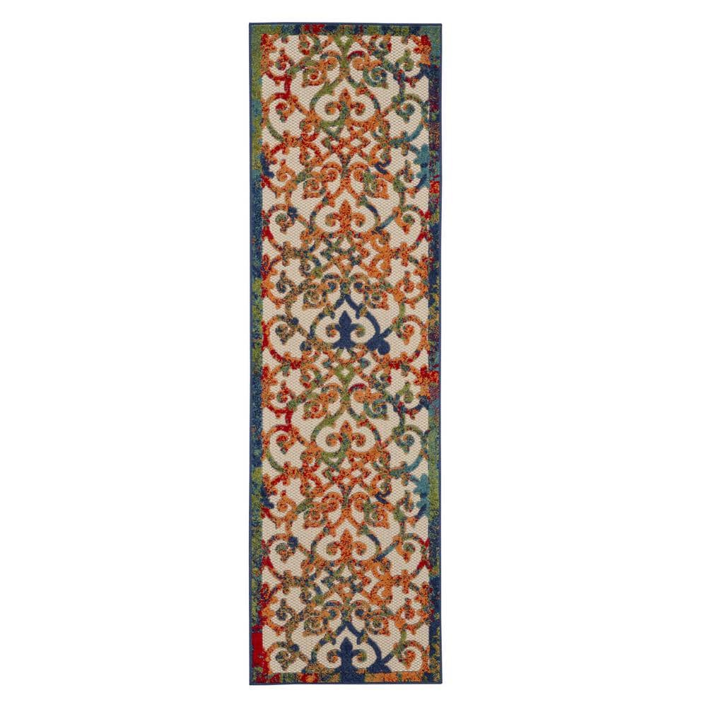 HomeRoots Multicolored 2 ft. x 6 ft. Runner Polypropylene Area Rug ...