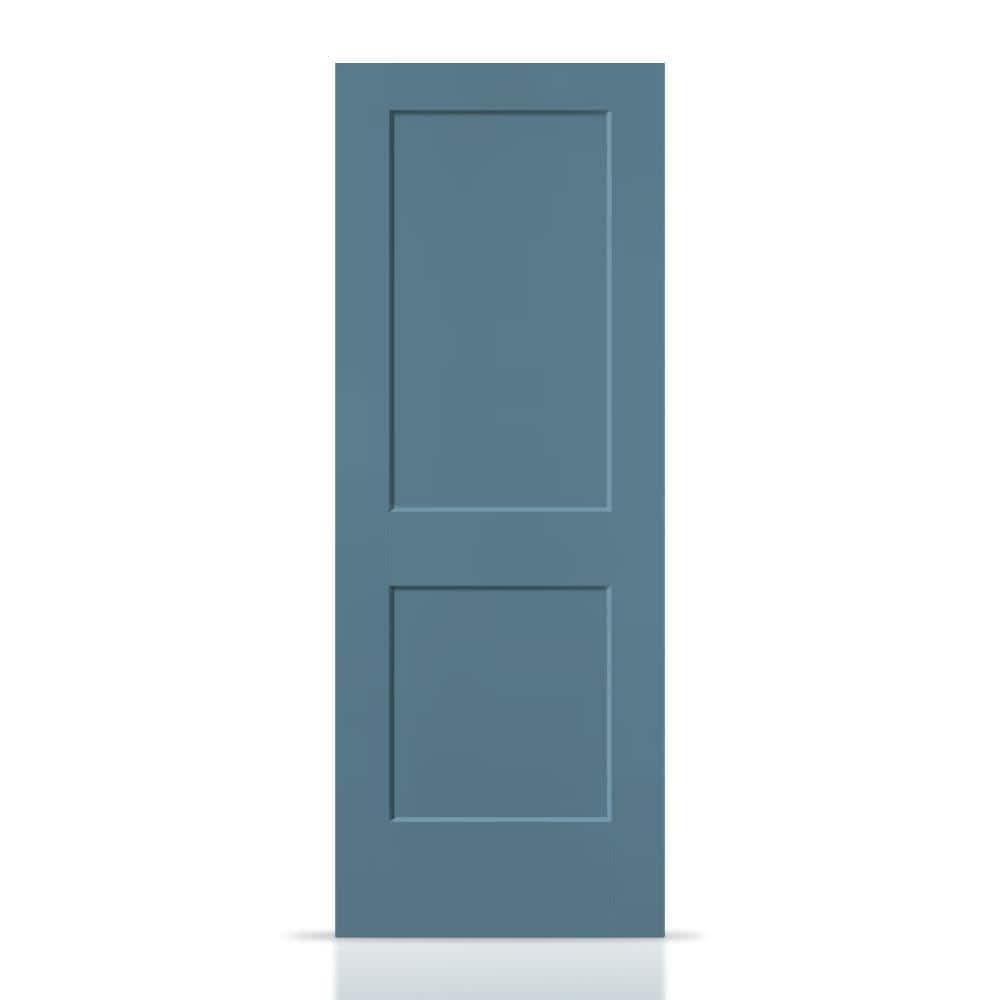 CALHOME 36 in. x 80 in. Dignity Blue Painted MDF Solid Core 2 Panel ...