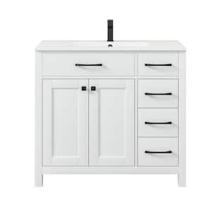 eclife 36 in. W x 19 in. D x 34 in. H Single Sink Freestanding Black ...