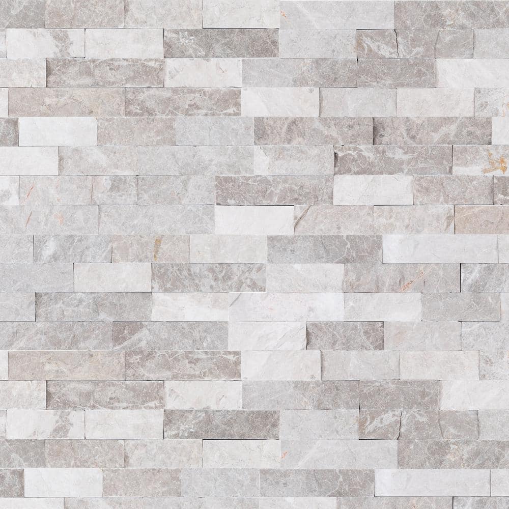 MSI Luna Gray Ledger Panel 6 in. x 24 in. Splitface Marble Wall Tile ...