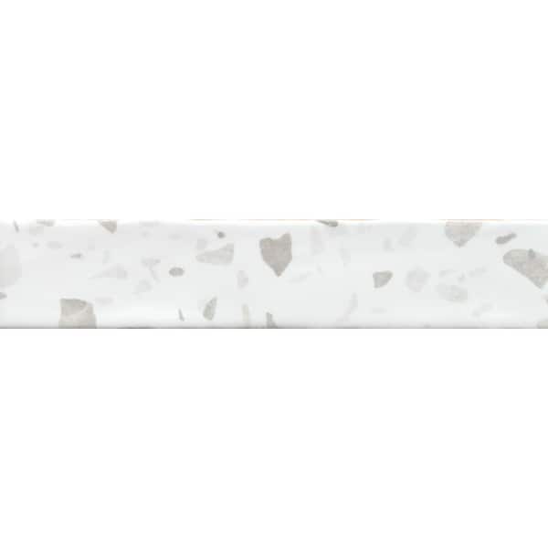 EMSER TILE Corrazzo Blanco 2 in. x 10 in. Glossy Ceramic Wall Tile (8.1 ...