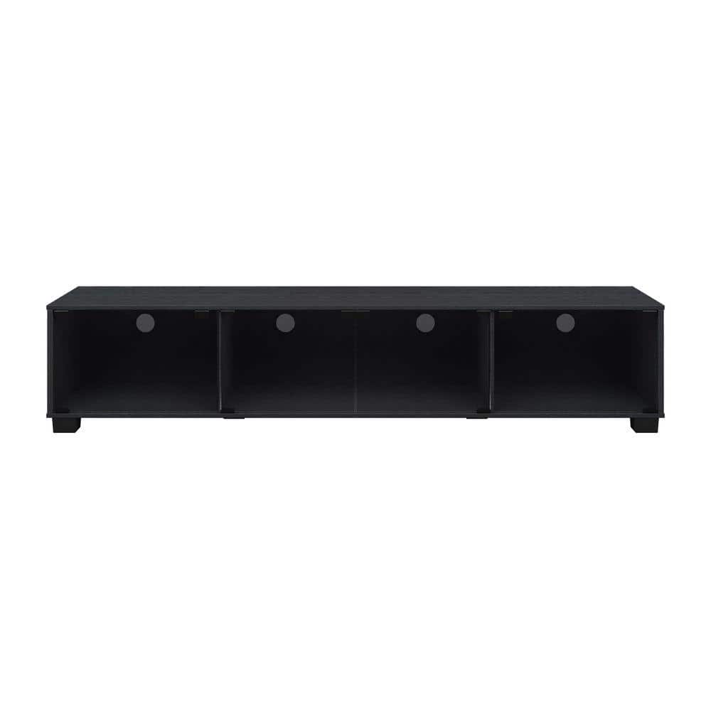 CorLiving Bromley 71 in. Black Glass TV Stand with 4 Storage Fits TV's ...