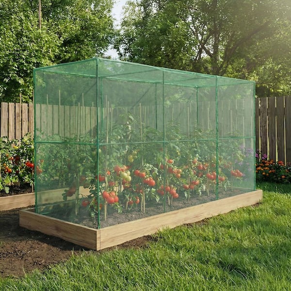 Aoodor 73 in. H Green 3-Roomed Walk-in Crop Cage Plant Protection Tent ...