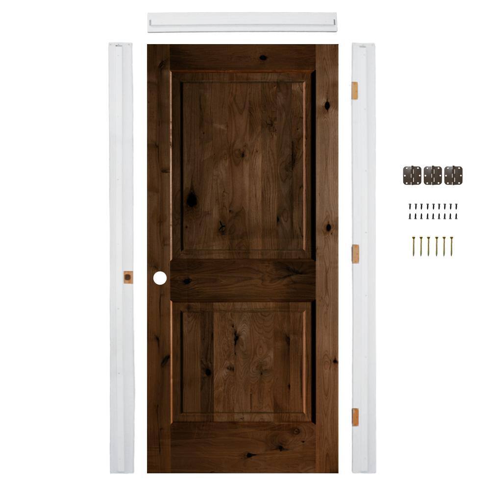 Krosswood Doors RTA 36 in. x 80 in. Knotty Alder 2-Panel Square Top ...