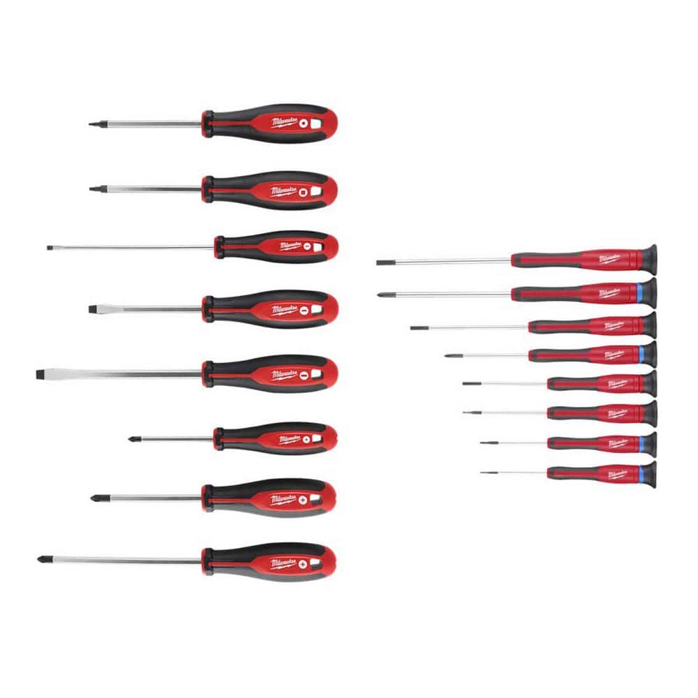 Milwaukee Screwdriver Set with Precision Screwdriver Set (16-Piece) 48 ...