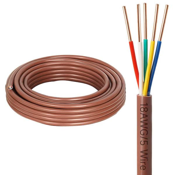 Vrbgify 10 ft. 18/5 Solid Copper Thermostat Wire Cable, CL2, ETL ...