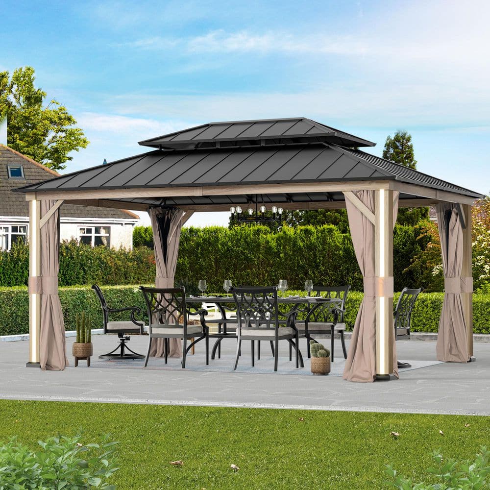COVERED OUTDOOR OUTDOOR LIVING SPACES 12 ft. x 16 ft. Hardtop Gazebo ...