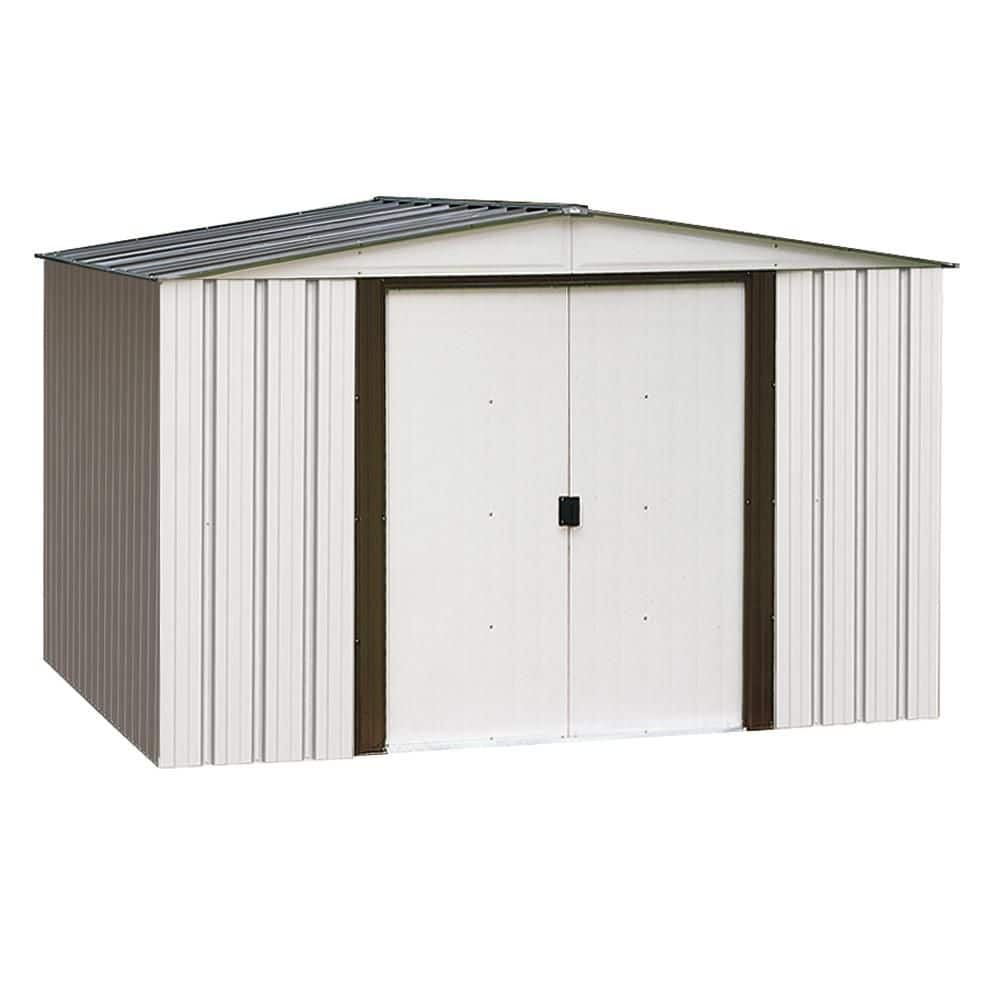 Arrow Newport 10 ft. W x 8 ft. D Coffee Galvanized Metal Shed (74 sq ...