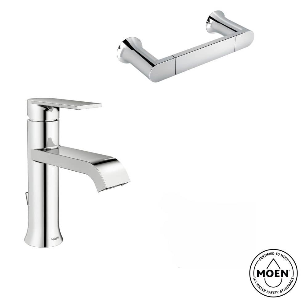 MOEN Genta Single Hole Single Handle Bathroom Faucet with 1-Piece Hand ...