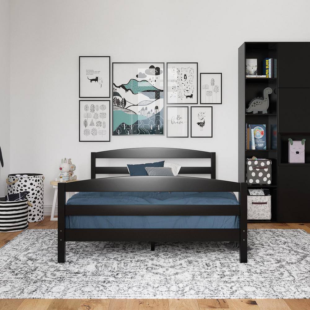 Dorel Living Owen Black Wood Bed Bedroom Furniture Full Size Frame ...