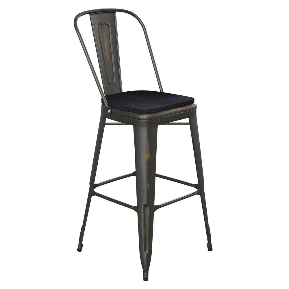 Carnegy Avenue 30 in. Copper/Black Metal Outdoor Bar Stool CGA-XU-515833-CO-HD - The Home Depot