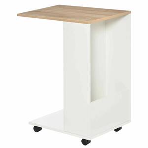 FORCLOVER 23.5 in. Rustic Brown C-Shaped Particleboard End Table with ...