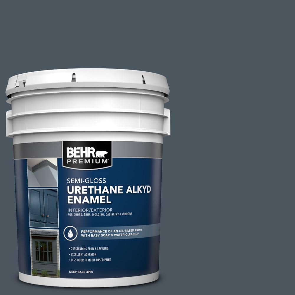 BEHR PREMIUM 5 gal. #N480-7 Midnight Blue Urethane Alkyd Semi-Gloss ...