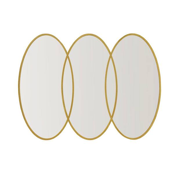 Gold 40 in. W x 30 in. H Art Deco Irregular MDF Framed Mirror Wall ...