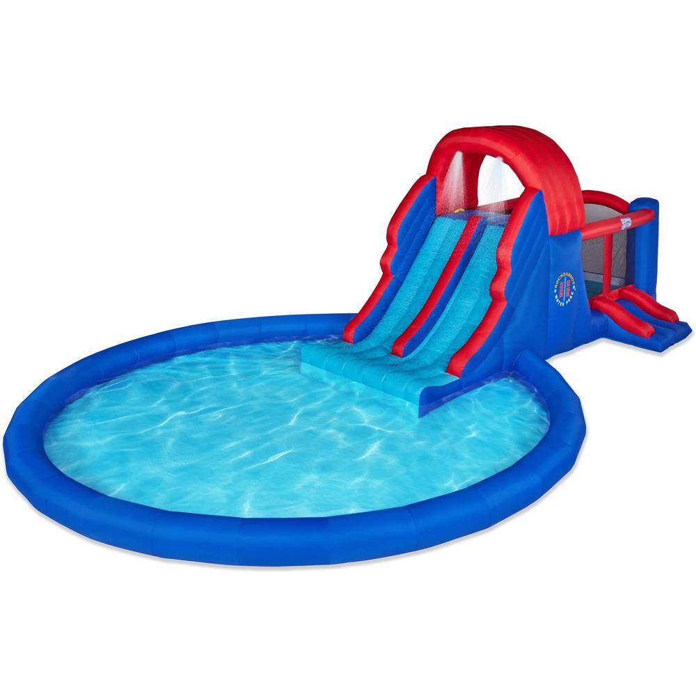 SUNNY & FUN Inflatable Water Slide Park and Blow up Pool w/Pump, Kids ...